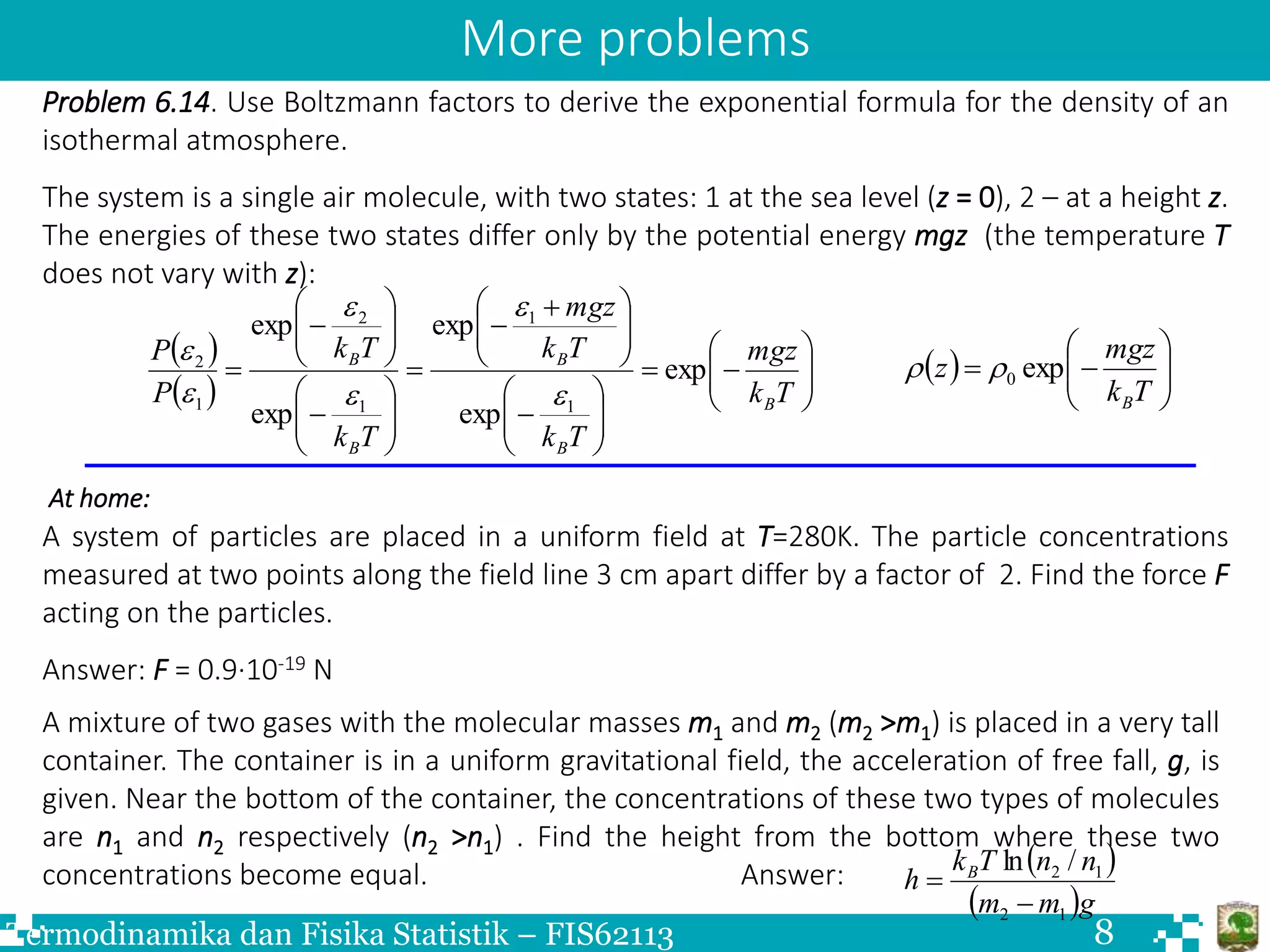 Lecture 19 Boltzmann Statistics.pptx