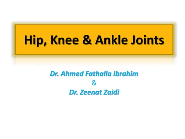 Lecture 19 Hip, Knee & ankle joints.pptx | Free Download