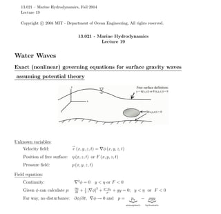 lecture19Linear wave Theory and wave hydrodynamics | PDF