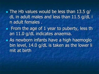 Lecture 1 general aspects of Anaemia.pptx | Blood Disorders | Diseases ...