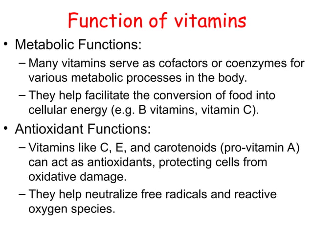 Vitamin classification, function, deficiency | PPT | Nutrition ...