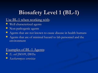 Biological Laboratory Safety Biocontainment labs | PPT