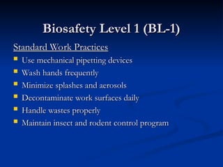 Biological Laboratory Safety Biocontainment labs | PPT