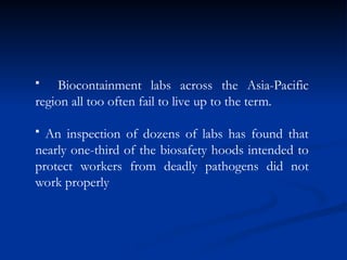 Biological Laboratory Safety Biocontainment labs | PPT