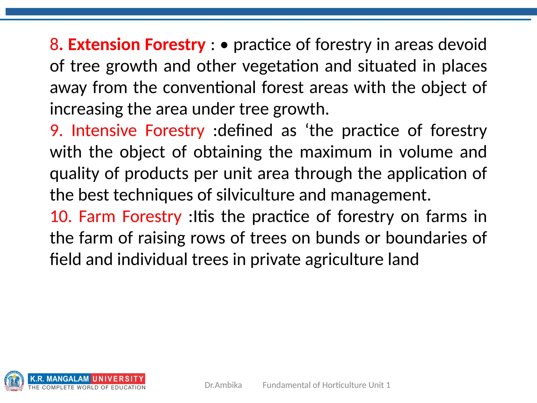 FORESTRY ITS TYPES AND ITS IMPORTSNCE IN AGRICULTURE | PPTX