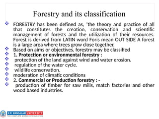 FORESTRY ITS TYPES AND ITS IMPORTSNCE IN AGRICULTURE | PPTX