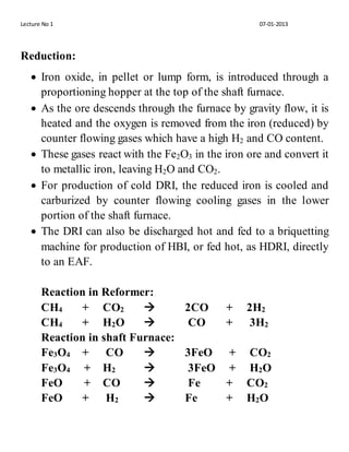 Steel Making: Lecture 1 Introduction to the subject and review of Iron ...