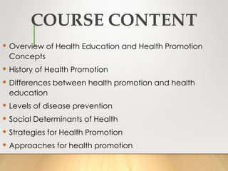 LECTURE 1 and 2 Health Promotion.ppt. health promotion | PPT