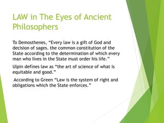 Lecture 1 and 2 introduction to law part 1 | PPTX
