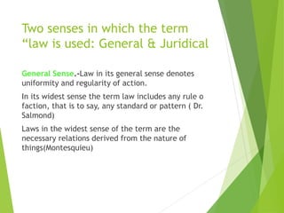 Lecture 1 and 2 introduction to law part 1 | PPTX