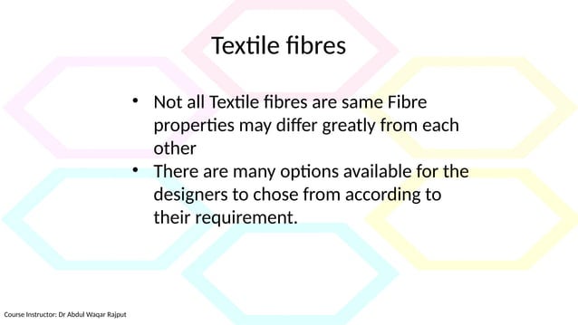 lecture 1 textile fibers introduction .pptx | Needlework | Arts and Crafts