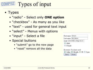 Lecture1 B Frames&Forms | PPT | Web Development | Internet