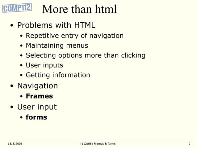 Lecture1 B Frames&Forms | PPT | Web Development | Internet