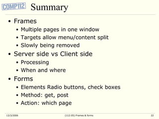Lecture1 B Frames&Forms | PPT | Web Development | Internet