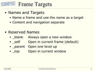 Lecture1 B Frames&Forms | PPT | Web Development | Internet