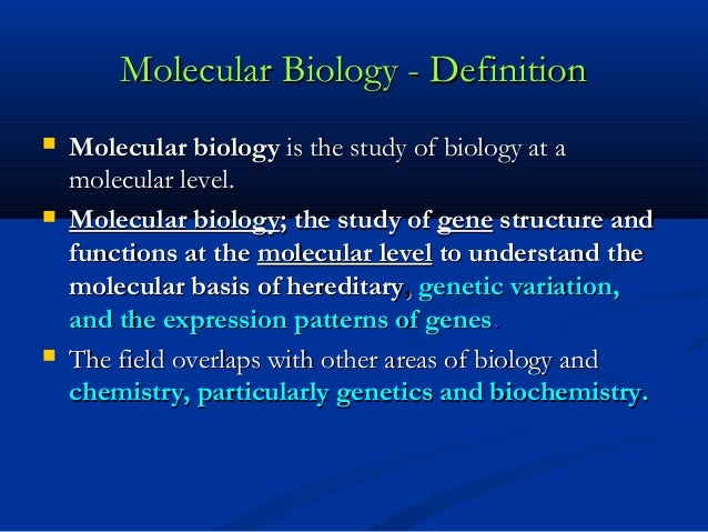 Lecture 1 basic molecular biology