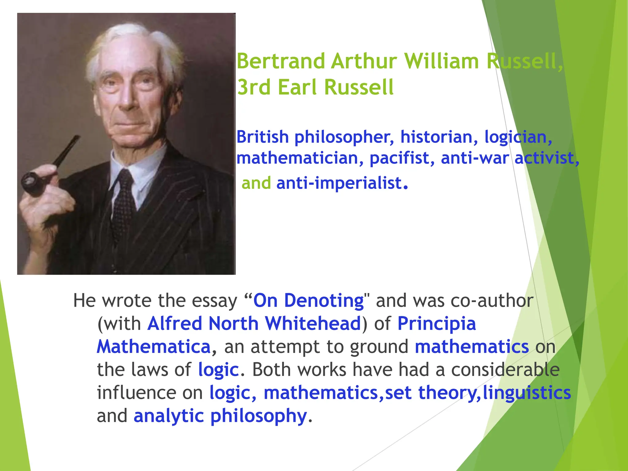 Introduction of Bertrand Russell and his biography | PPT