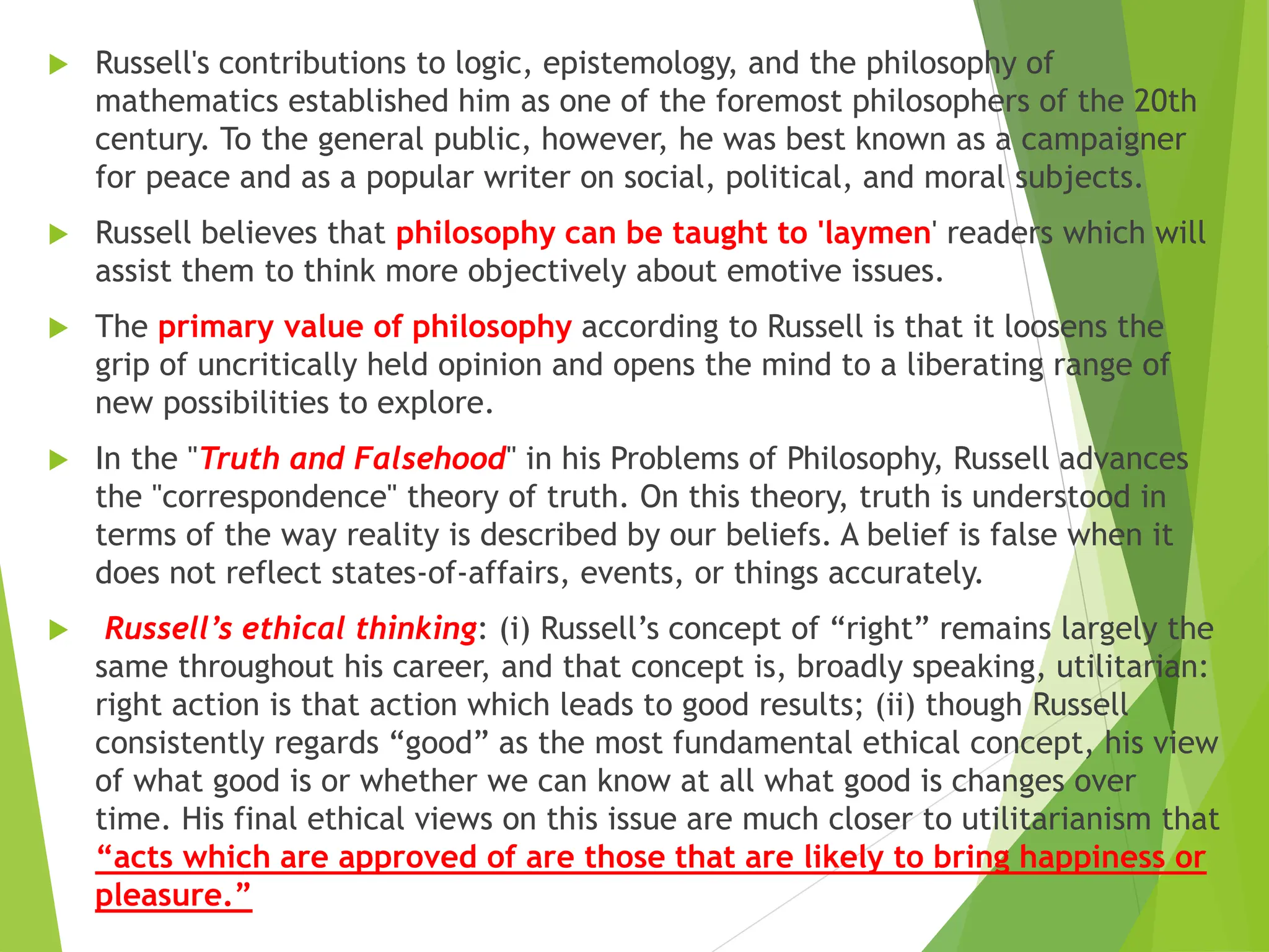 Introduction of Bertrand Russell and his biography | PPT