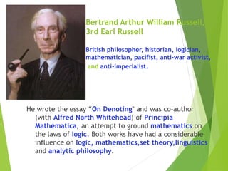 Introduction of Bertrand Russell and his biography | PPT