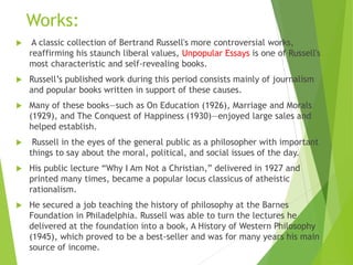 Introduction of Bertrand Russell and his biography | PPT