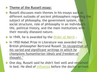 Introduction of Bertrand Russell and his biography | PPT