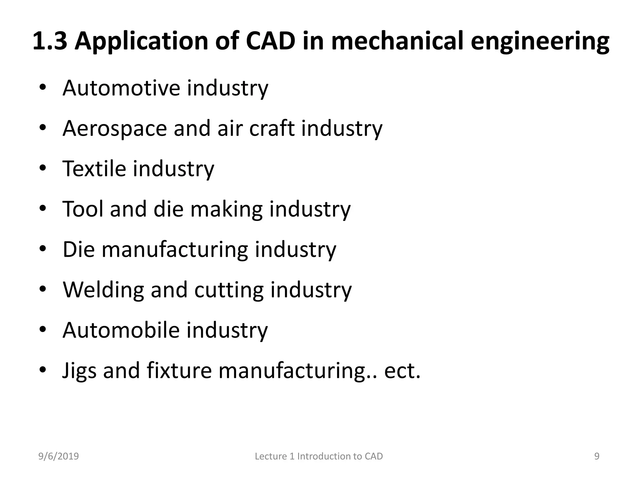 CAD/CAM/CIM (Lecture 1 CAD) | PPTX