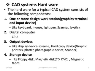 CAD/CAM/CIM (Lecture 1 CAD) | PPTX