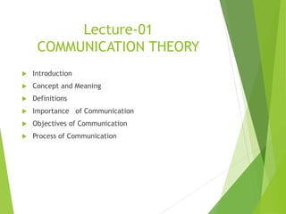 Lecture 1 Communication Theory | PPTX
