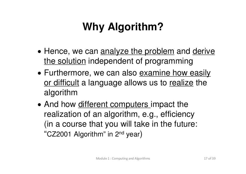 Lecture 1 Computing And Algorithms 