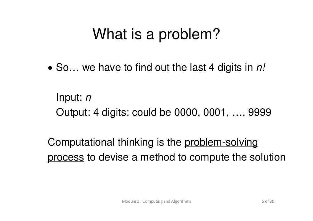 Lecture 1 Computing And Algorithms