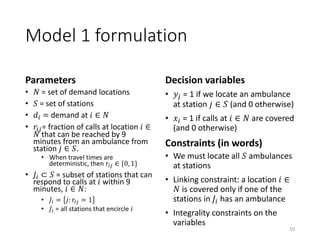 Integer programming for locating ambulances | PDF