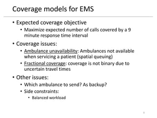Integer programming for locating ambulances | PPT