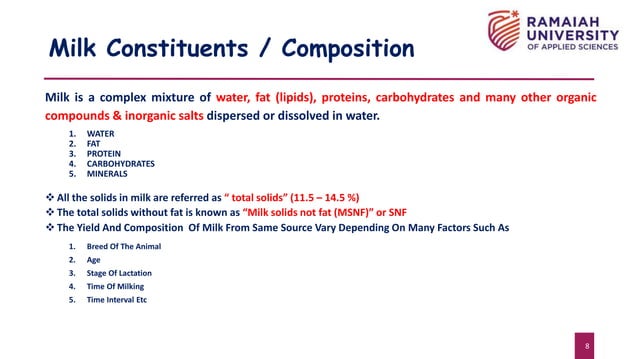 Lecture 1 Dairy scenario composition of milk.pptx