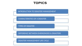 LECTURE 1 DISASTER MANAGEMENT PART 1 FOR EMS STUDENTS | PPTX