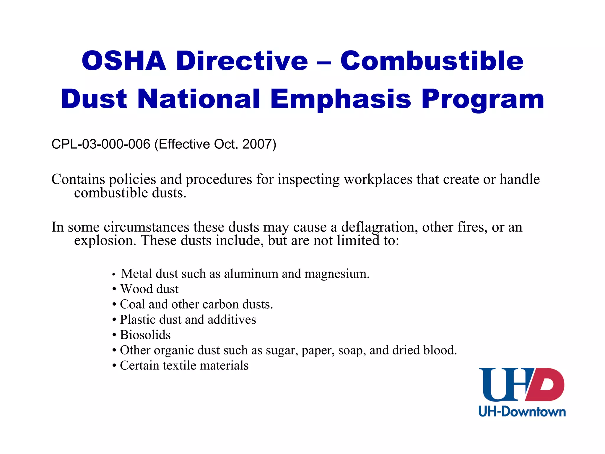 Combustible Dust Hazards | PPT