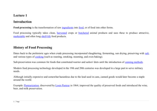 Lecture 1 food engineering operations fe503 introduction 12-10-13 | PDF