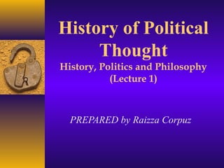 Lecture 1 History of Political Thought | PPT