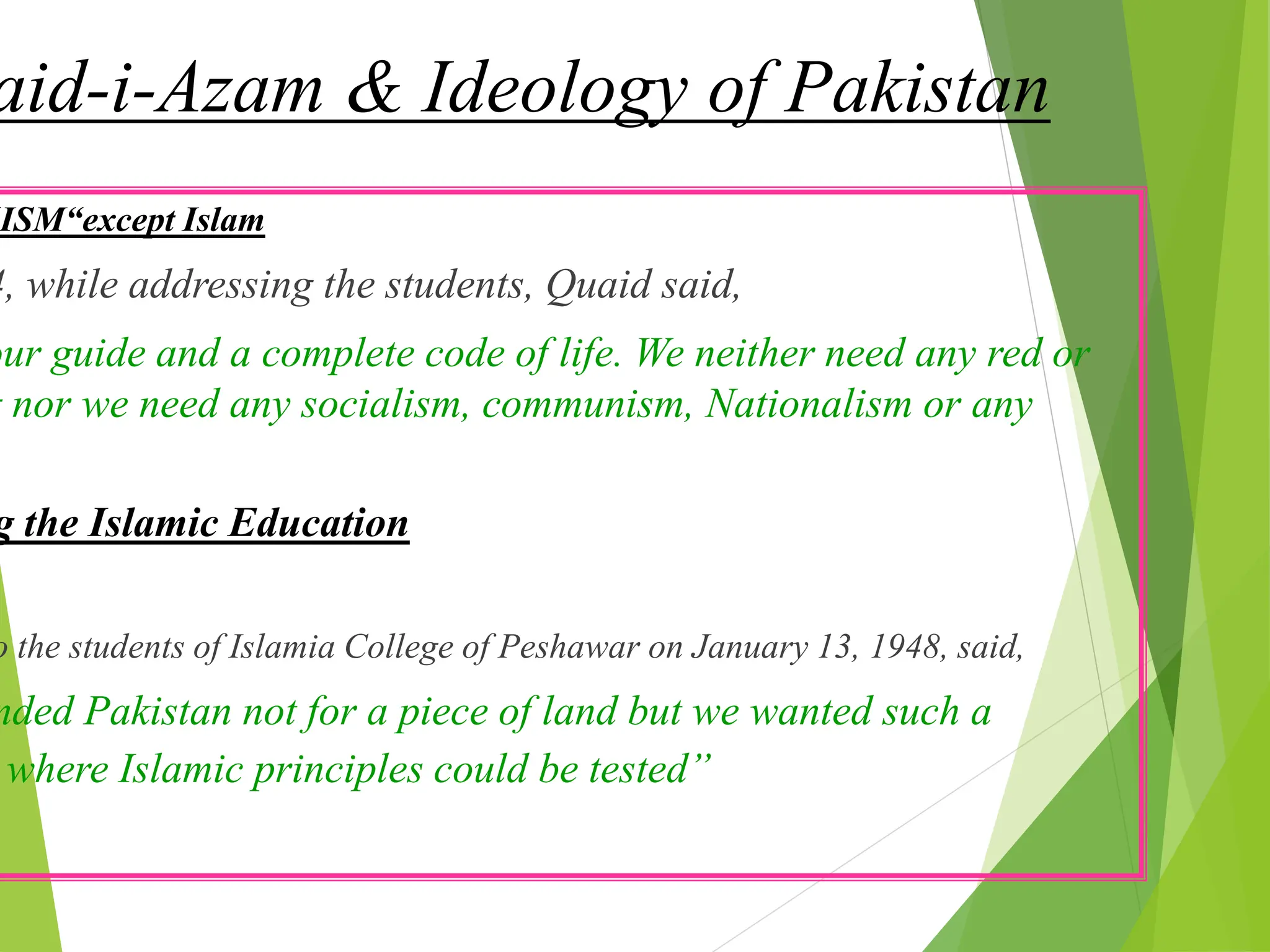 Lecture 1 Ideology.ppt Pakistan studies the Islamia University of ...