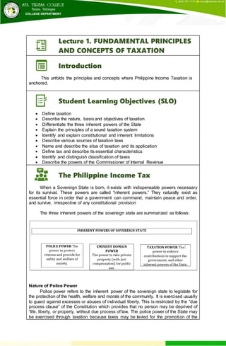 Lecture 1 income taxation (1) | DOCX