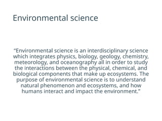 Introduction to Environmental Science and Analytical Techniques | PPTX