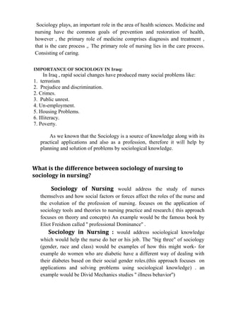 Lecture 1 introdication medical sociology for nursing | PDF