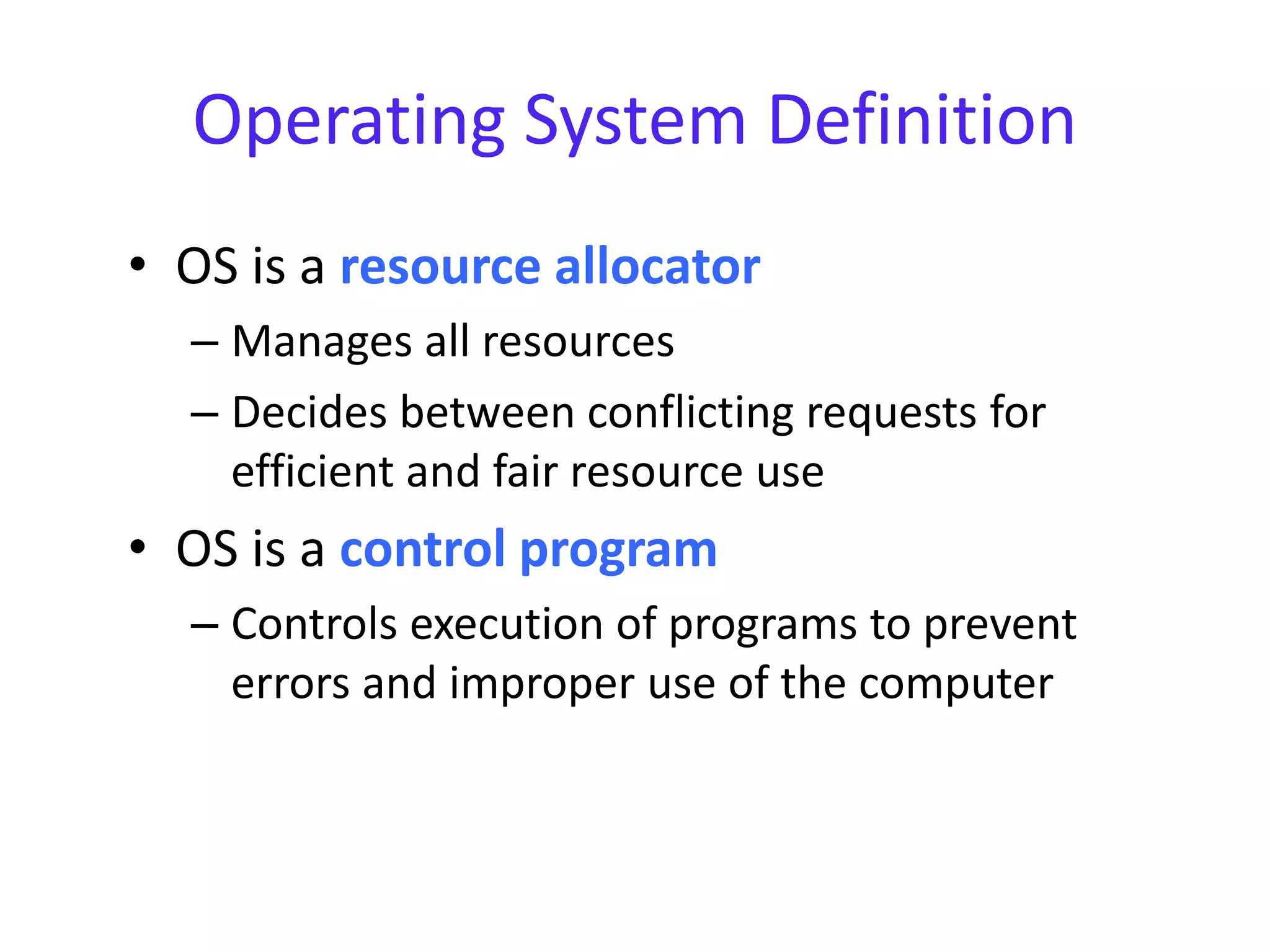 Lecture 1 introduction to Operating System | PPTX | Operating Systems | Computer Software and ...
