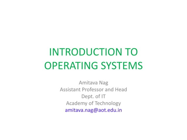 Lecture 1 introduction to Operating System | PPTX | Operating Systems ...