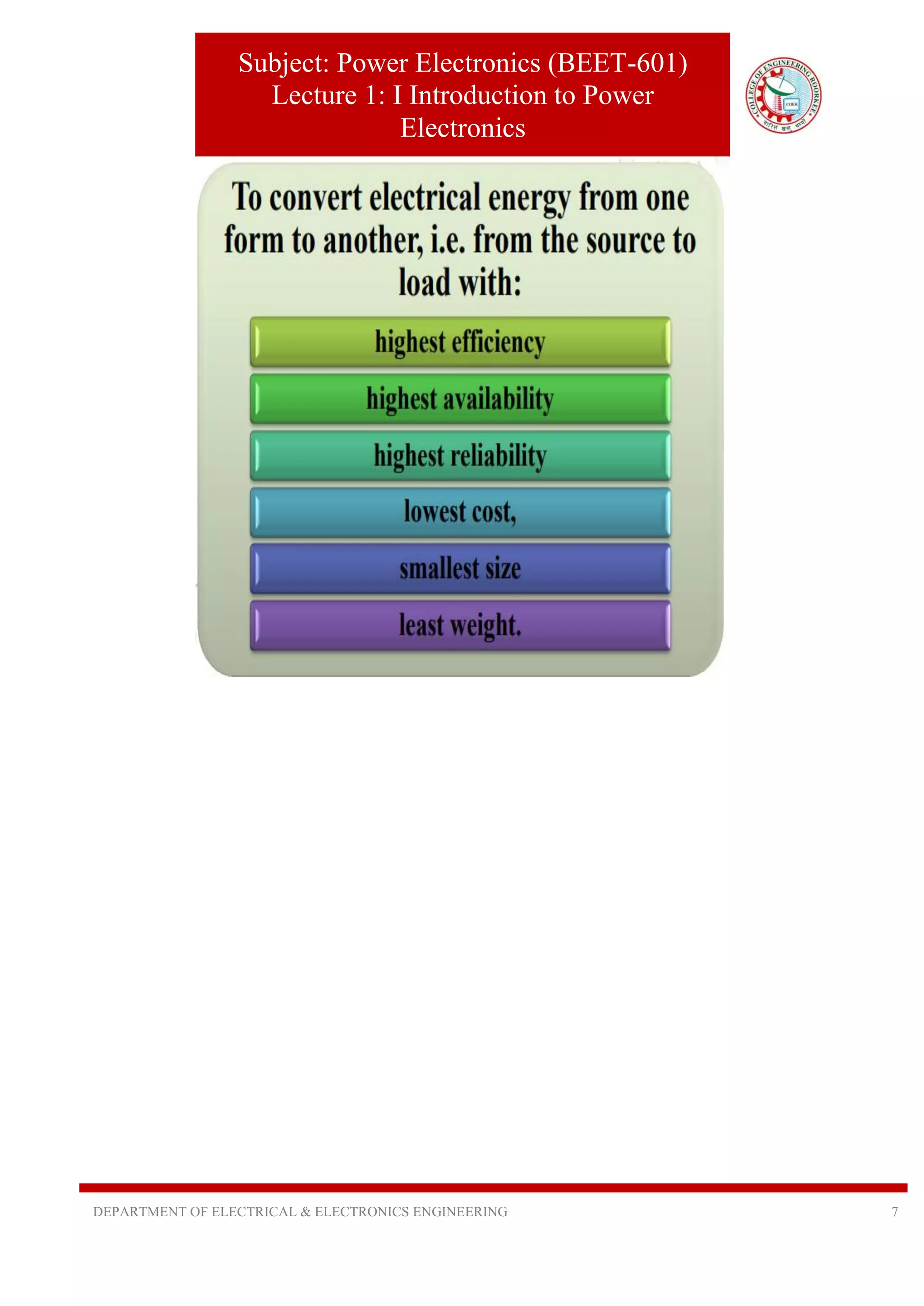 Lecture 1 introduction of Power Electronics | PDF