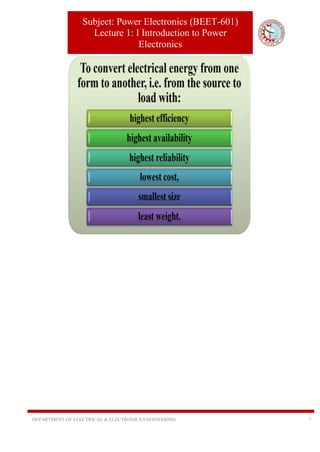 Lecture 1 introduction of Power Electronics | PDF