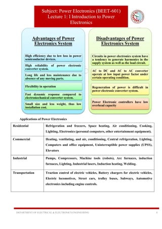 Lecture 1 introduction of Power Electronics | PDF