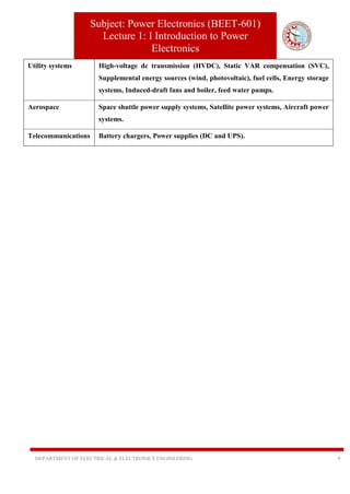 Lecture 1 introduction of Power Electronics | PDF