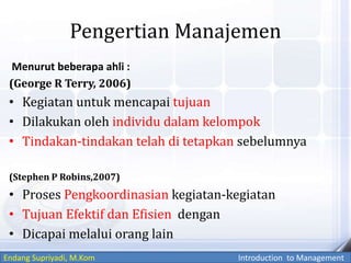 Lecture 1 introduction management ( arti & peran ) | PPTX