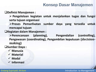 Lecture 1 introduction management ( arti & peran ) | PPTX