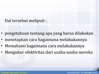 Lecture 1 introduction management ( arti & peran ) | PPTX
